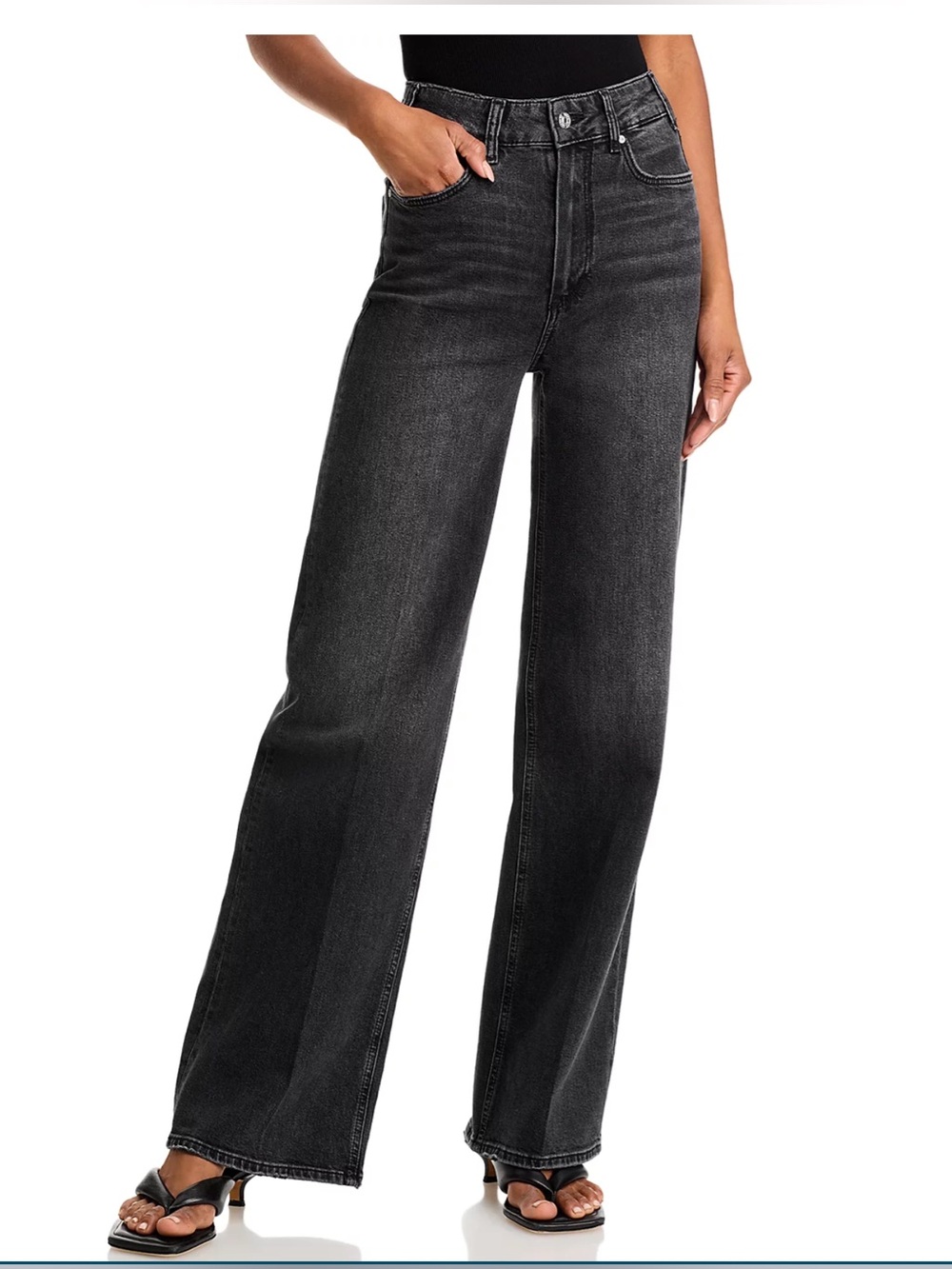 PAIGE | Jeans | Paige Sasha Wide Leg Jeans Viper Black Distressed ...